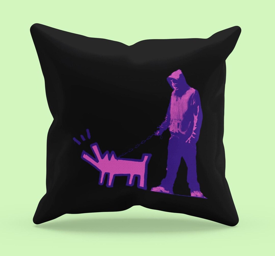 BANKSY Keith Haring Dog Pillow Pink, Banksy Graffiti, Graffiti Art ...