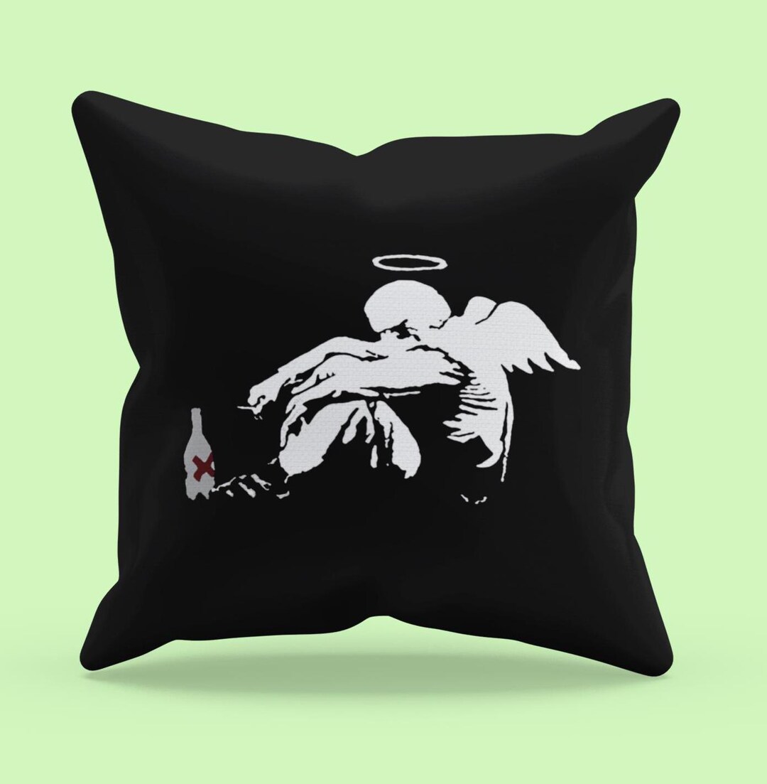 BANKSY Drunken Angel, Banksy Graffiti, Graffiti Print, Urban Art Pillow ...