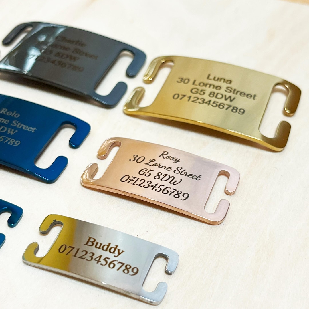 Personalized Dog Tag Laser Engraved Name ID Slide on Collar Steel Tags ...