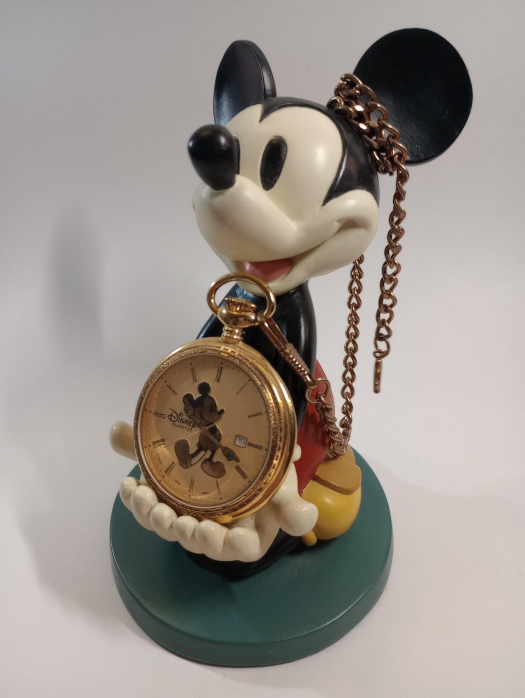 Disney Vintage Mickey Mouse Statue Holding Gold Pocket Watch - Etsy
