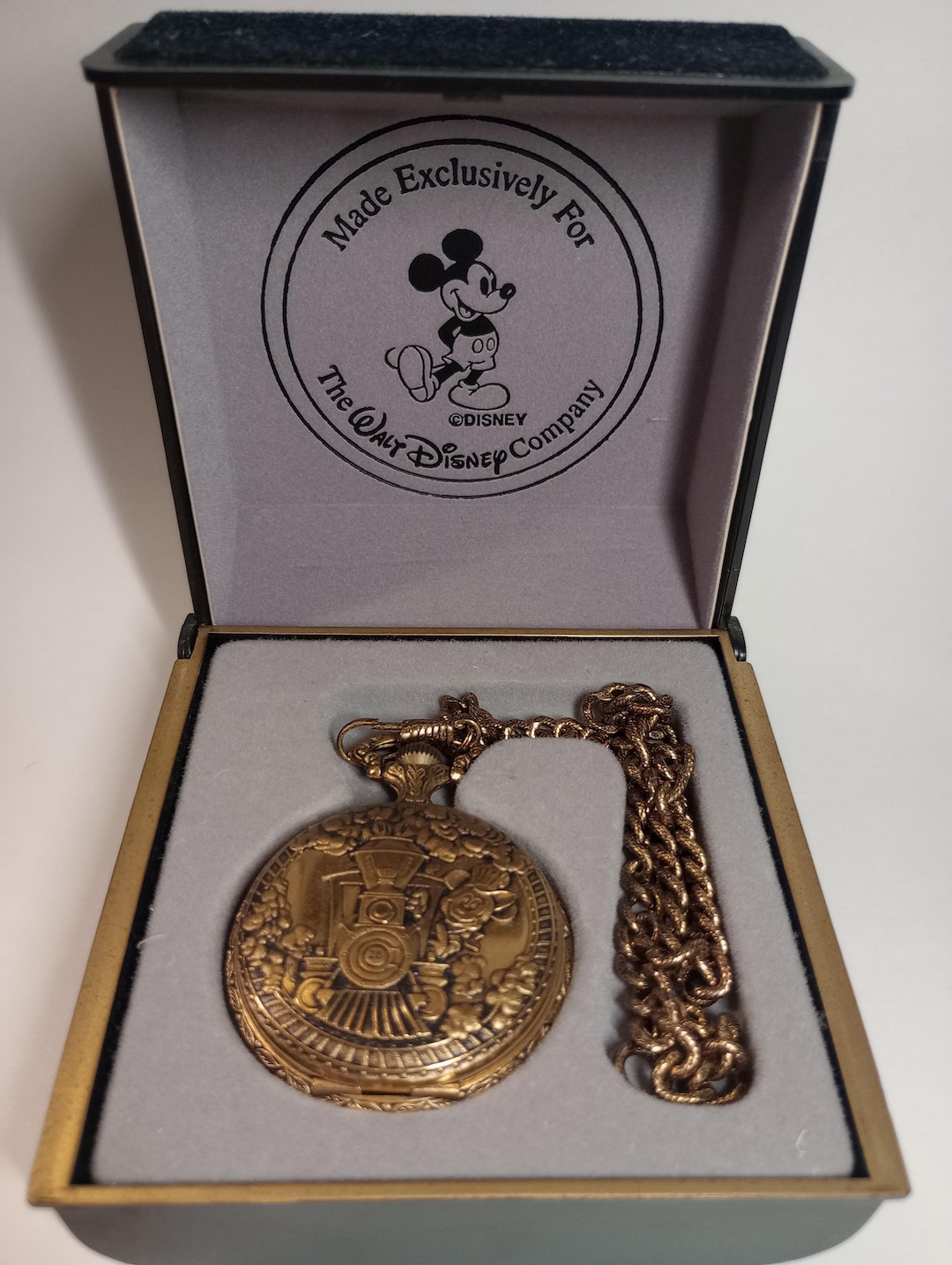 Disney Mickey Mouse Gold Train Engineer Pocket Watch by Sutton - Etsy
