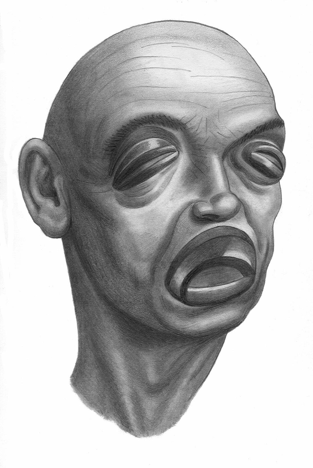 Original Graphite Drawing: Surreal Dark Art, Shamanic Mask (5.25x8.25 ...