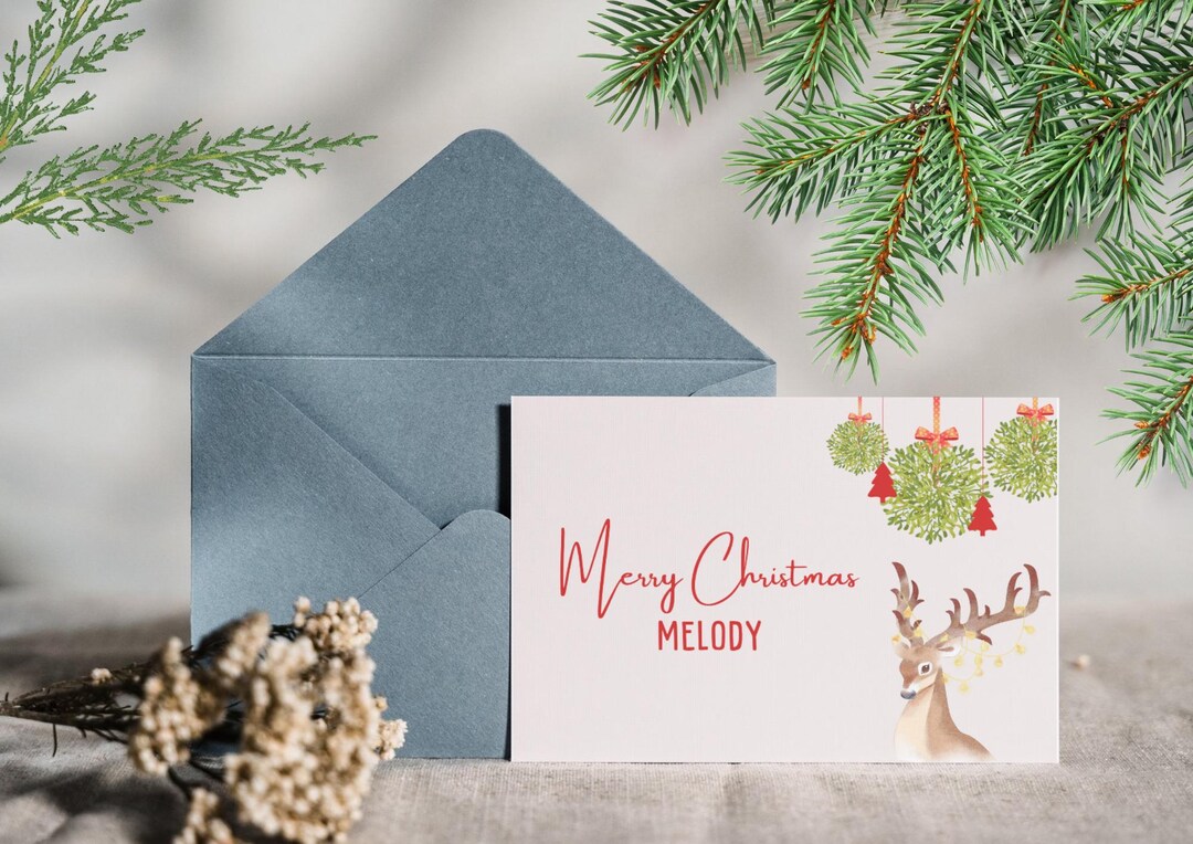 Minimalist Christmas Card Template Canva, Simple Holiday Card Printable ...
