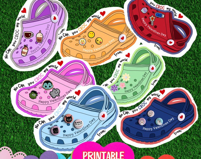 Class Gift Printable, DIY Birthday Party Favor, Shoe Charm, Valentine's ...