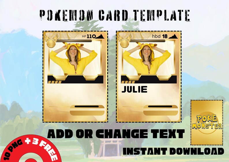 Custom Pokemon Card Digital Templates for Kids & Pets - DIY Trading ...