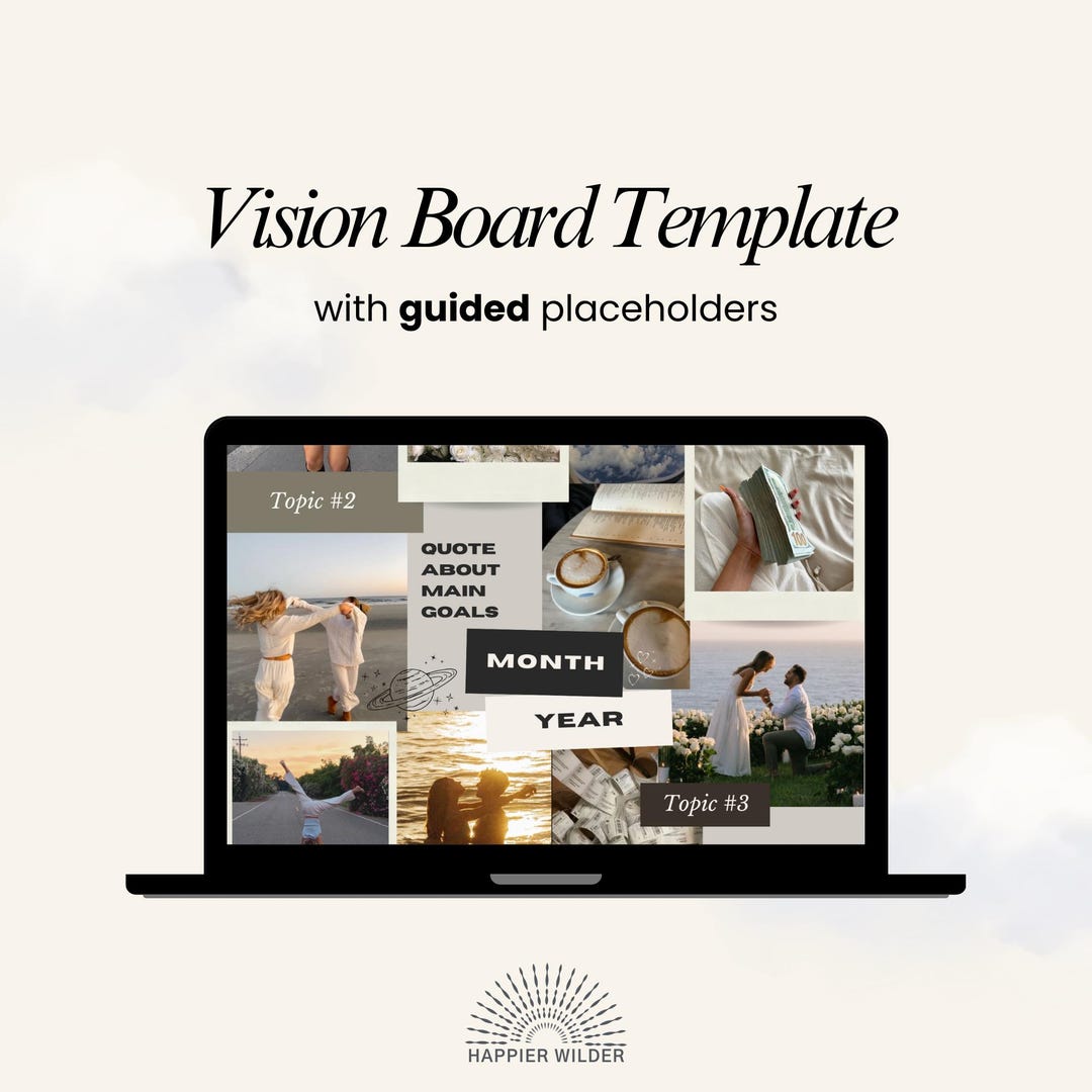 Digital Vision Board Template, Canva Template for Goal Setting, Design ...