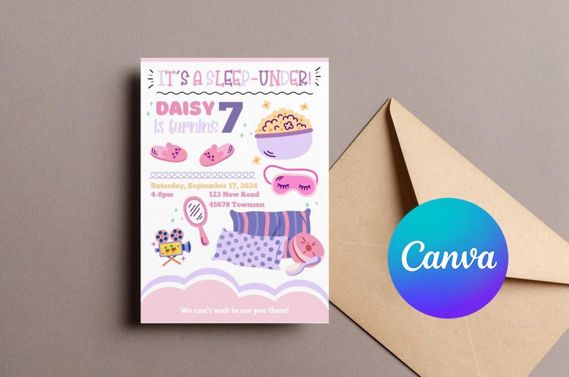 Sleep-under Birthday Party Invitation Personalised | Kids Birthday ...