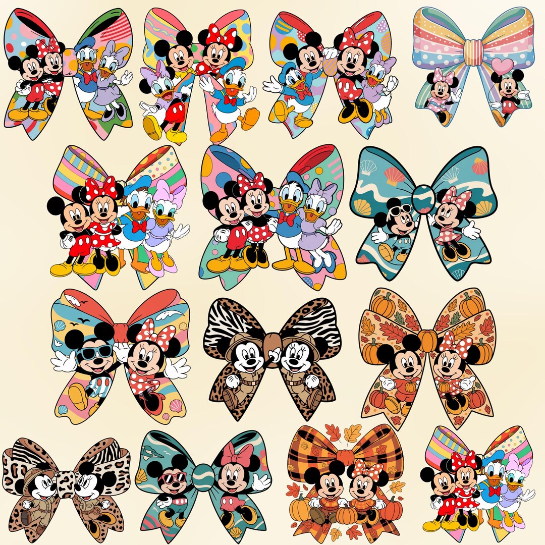 Disney Mickey Bow PNG Bundle, Couple Bows PNG, Digital Clipart Download ...