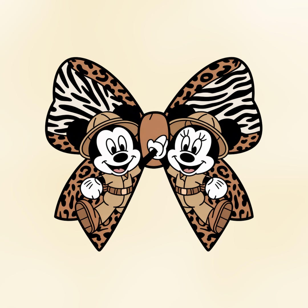 Mickey & Minnie Safari Bow PNG Bundle: Animal Print (digital Download ...