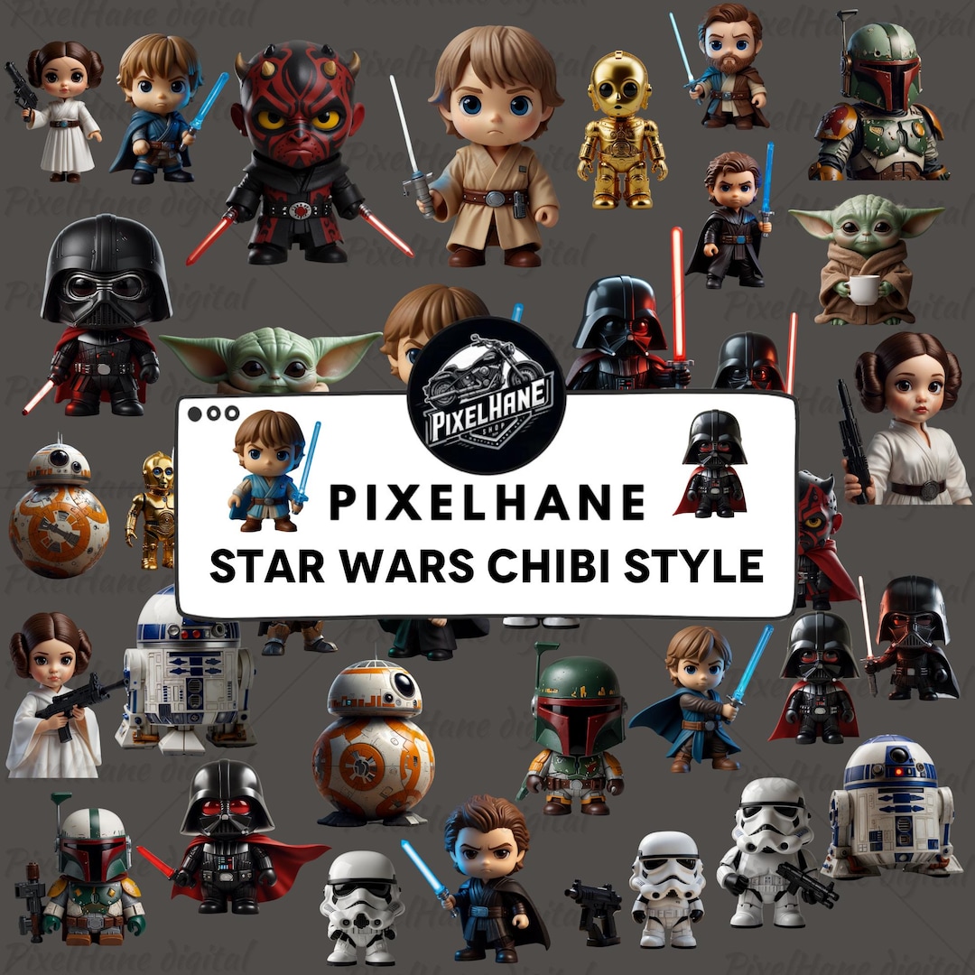 Star Wars Characters Chibi PNG Digital Bundle, Cute Jedi, Sith, Baby ...