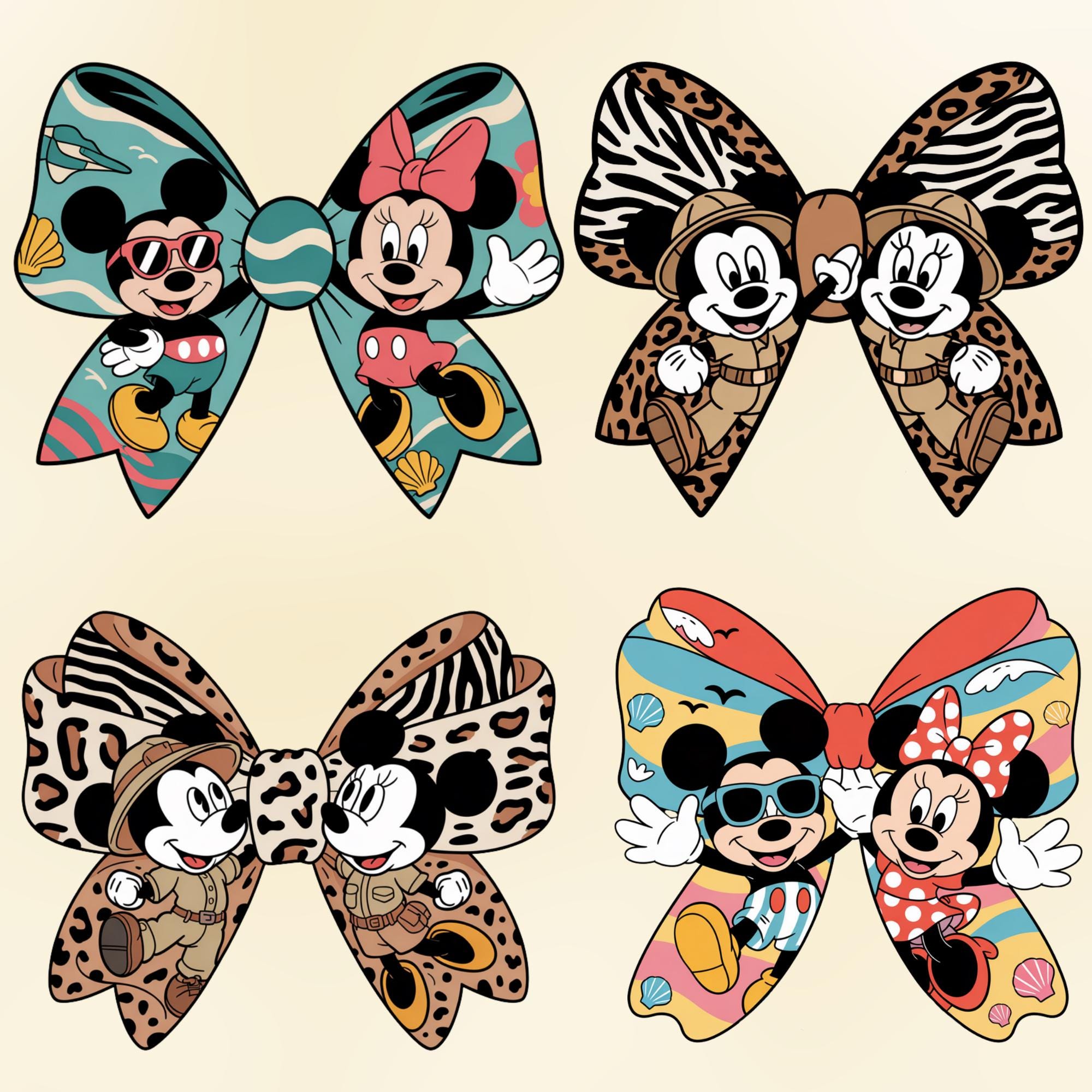 Mickey & Minnie Safari Bow PNG Bundle: Animal Print (digital Download ...