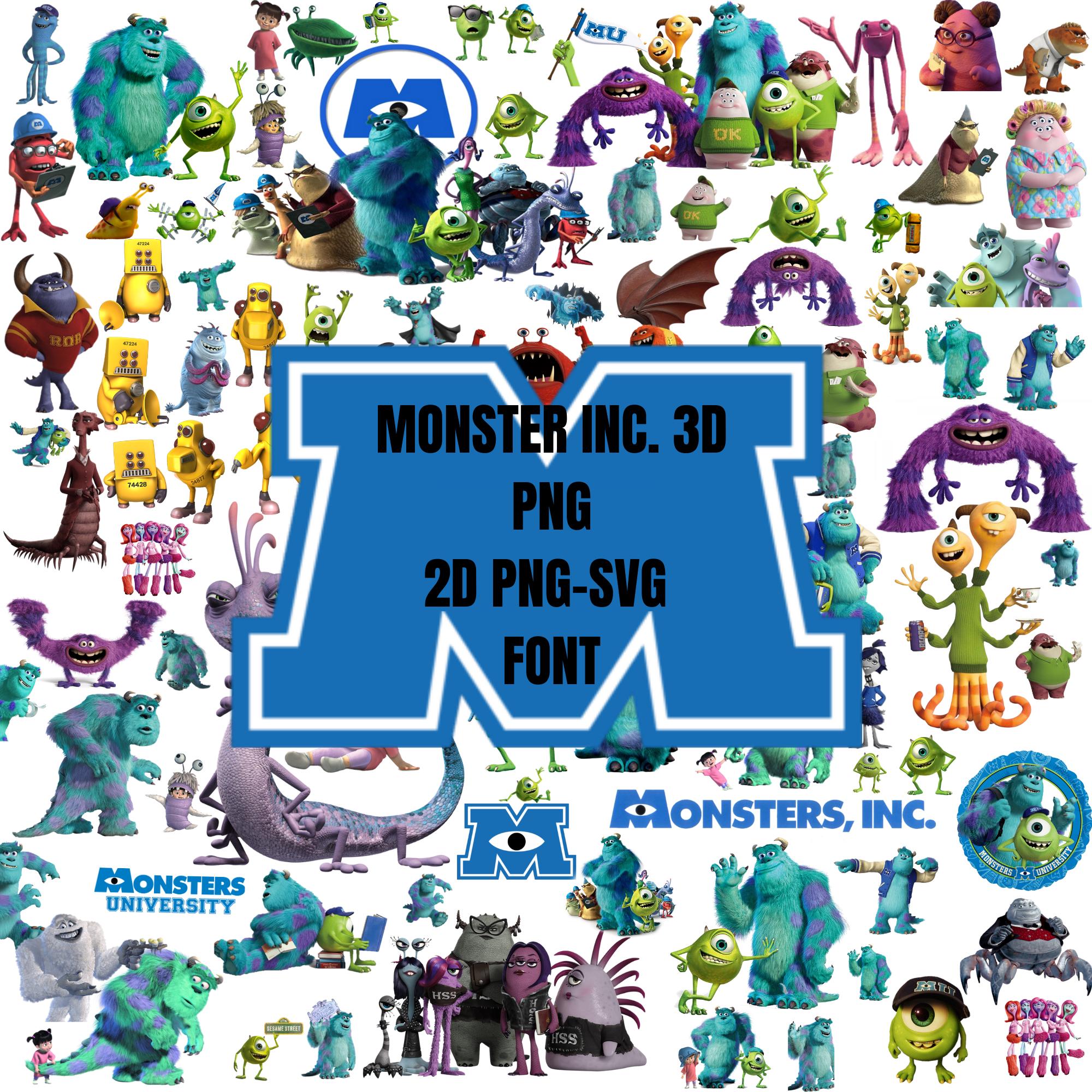 Monsters Inc. Clipart Bundle: SVG, PNG, TTF Fonts (instant Download) - Etsy