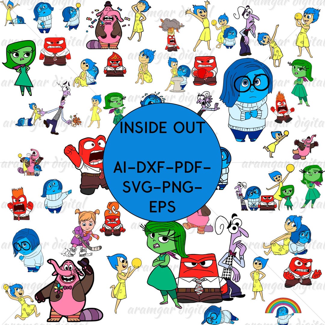 Inside Out Character Clipart Bundle – Digital Files in PNG SVG Eps Ai ...