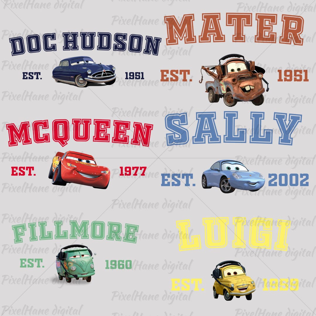 Cars Character PNG Clipart Bundle: Lightning Mcqueen, Mater (instant ...