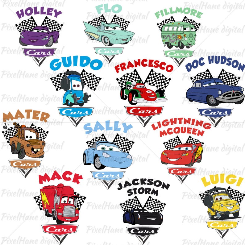 Cars Characters PNG, Lightning Mcqueen Clipart, Cars Sticker, Digital ...