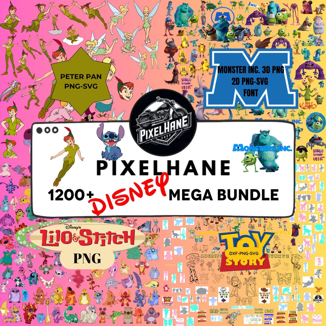1200+ Disney Mega Bundle, Monsters Inc Png, Peter Pan SVG, Lilo ...