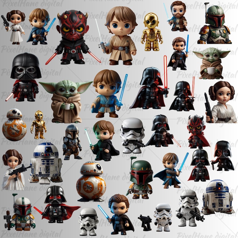 500+ Star Wars Bundle SVG Files, Chibi Star Wars Clipart, Lightsaber ...
