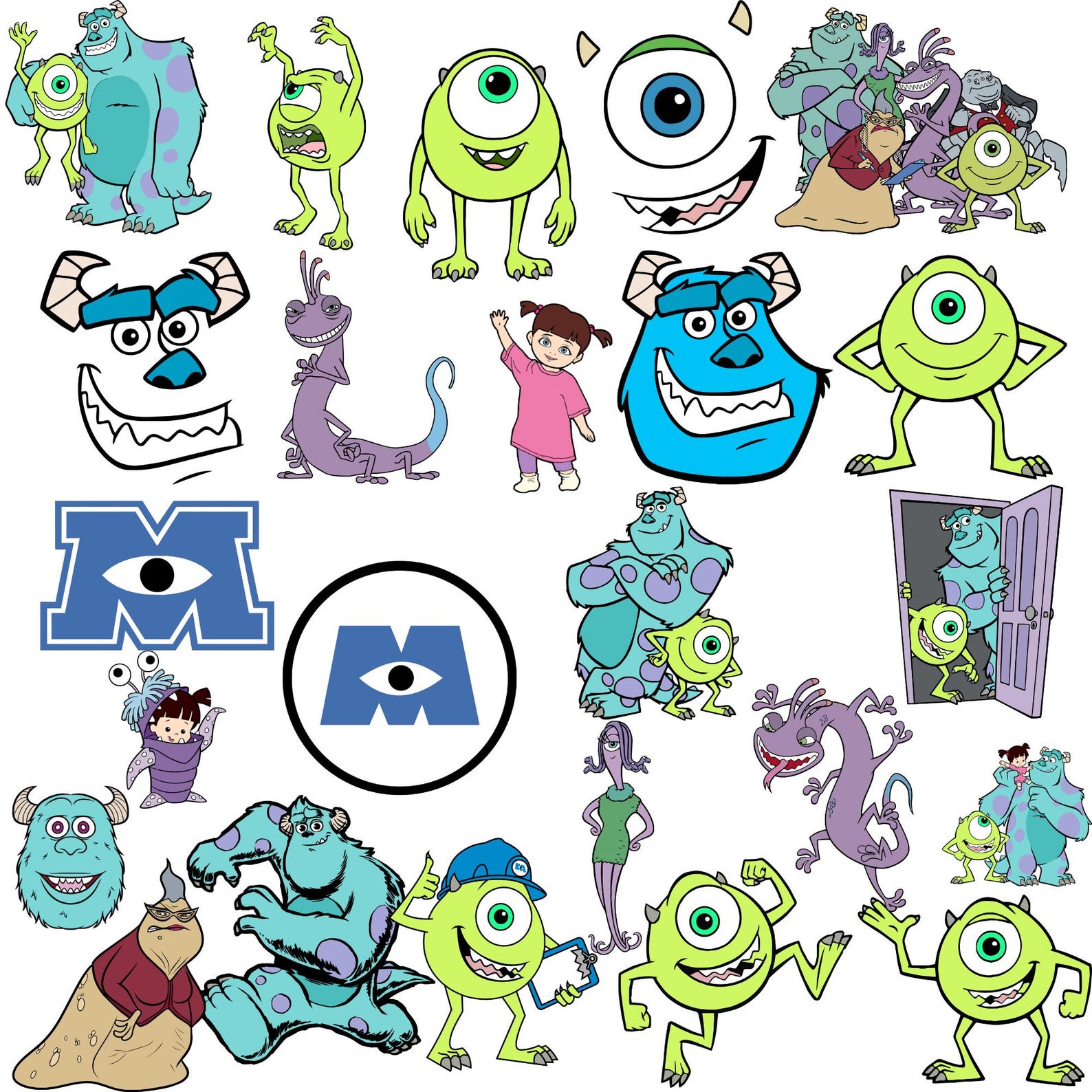 Monsters Inc. Clipart Bundle: SVG, PNG, TTF Fonts (instant Download) - Etsy