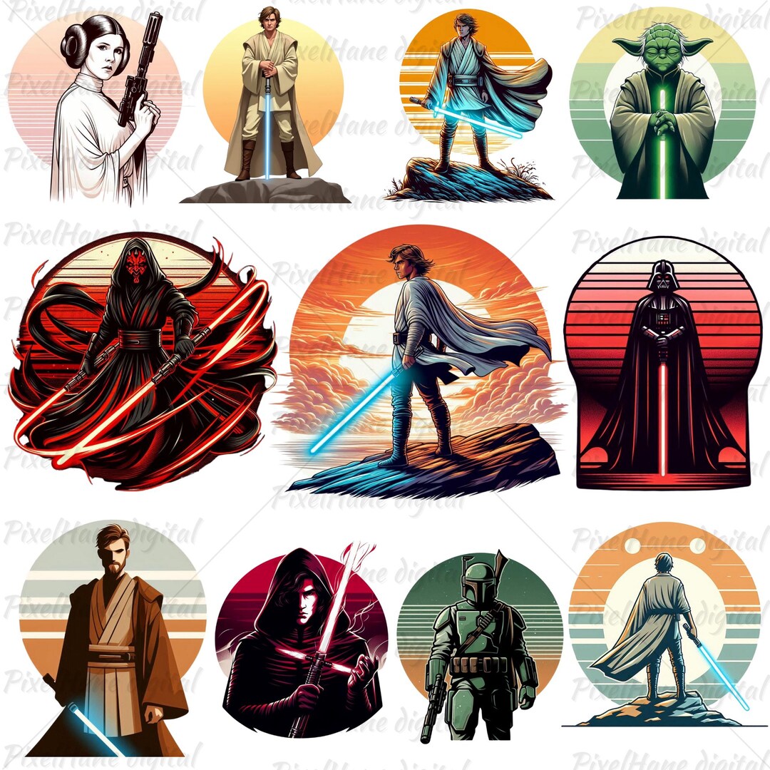 Retro Star Wars Character PNG Bundle: Jedi, Sith (digital Download) - Etsy