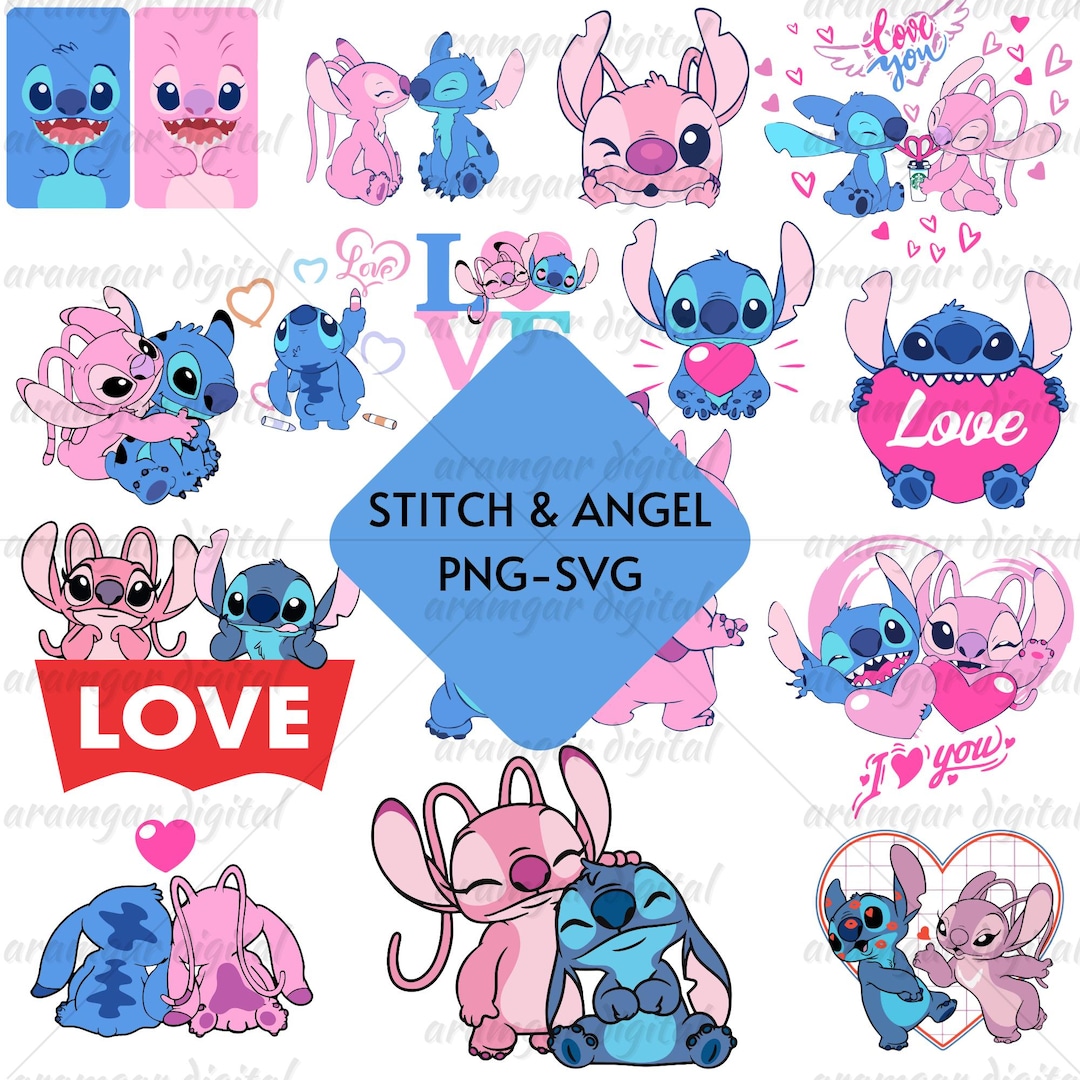 Stitch and Angel SVG Bundle, Stitch Svg, Stitch Couple Svg, Stitch and ...
