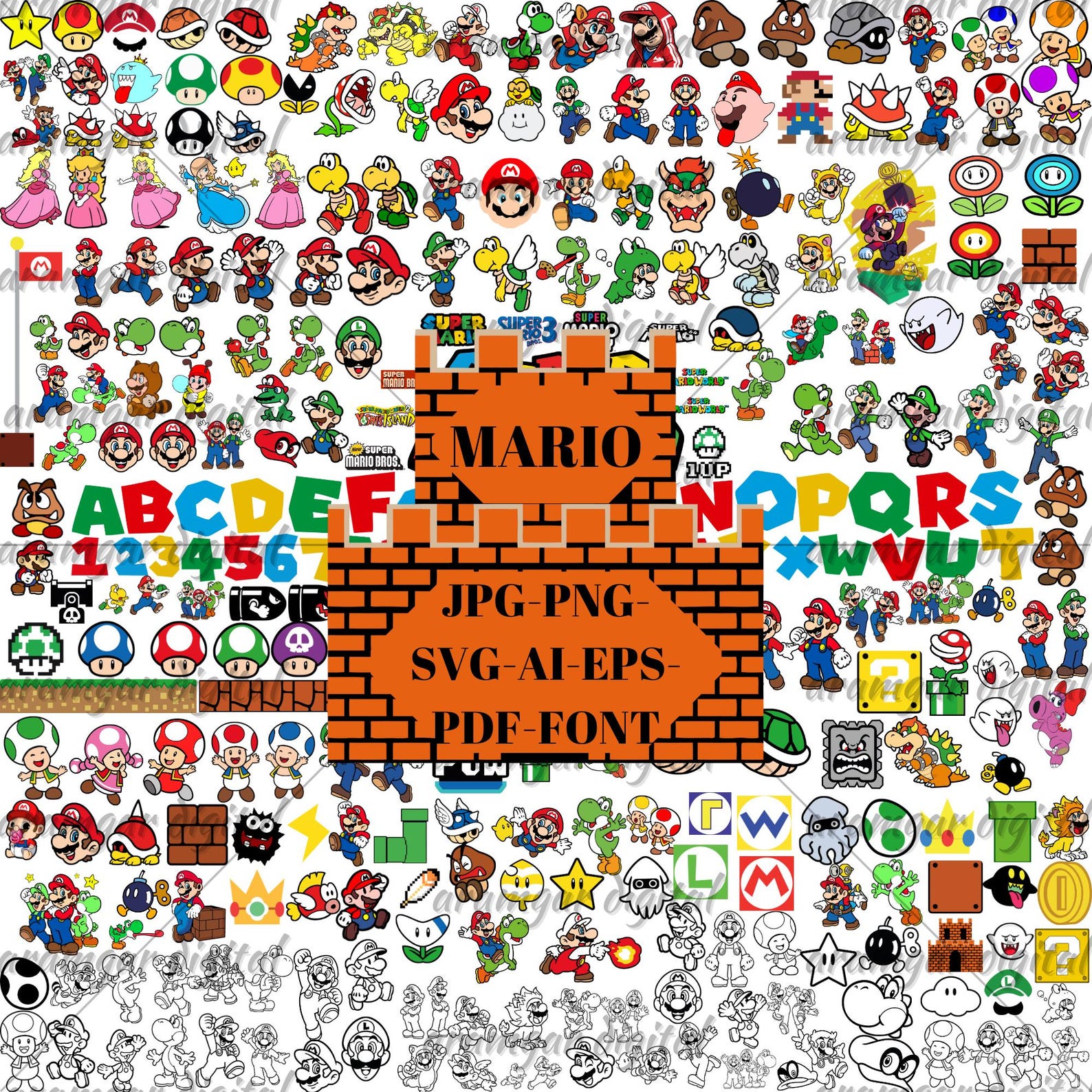 Super Mario SVG Clipart Bundle: 900+ Files (digital Download) - Etsy