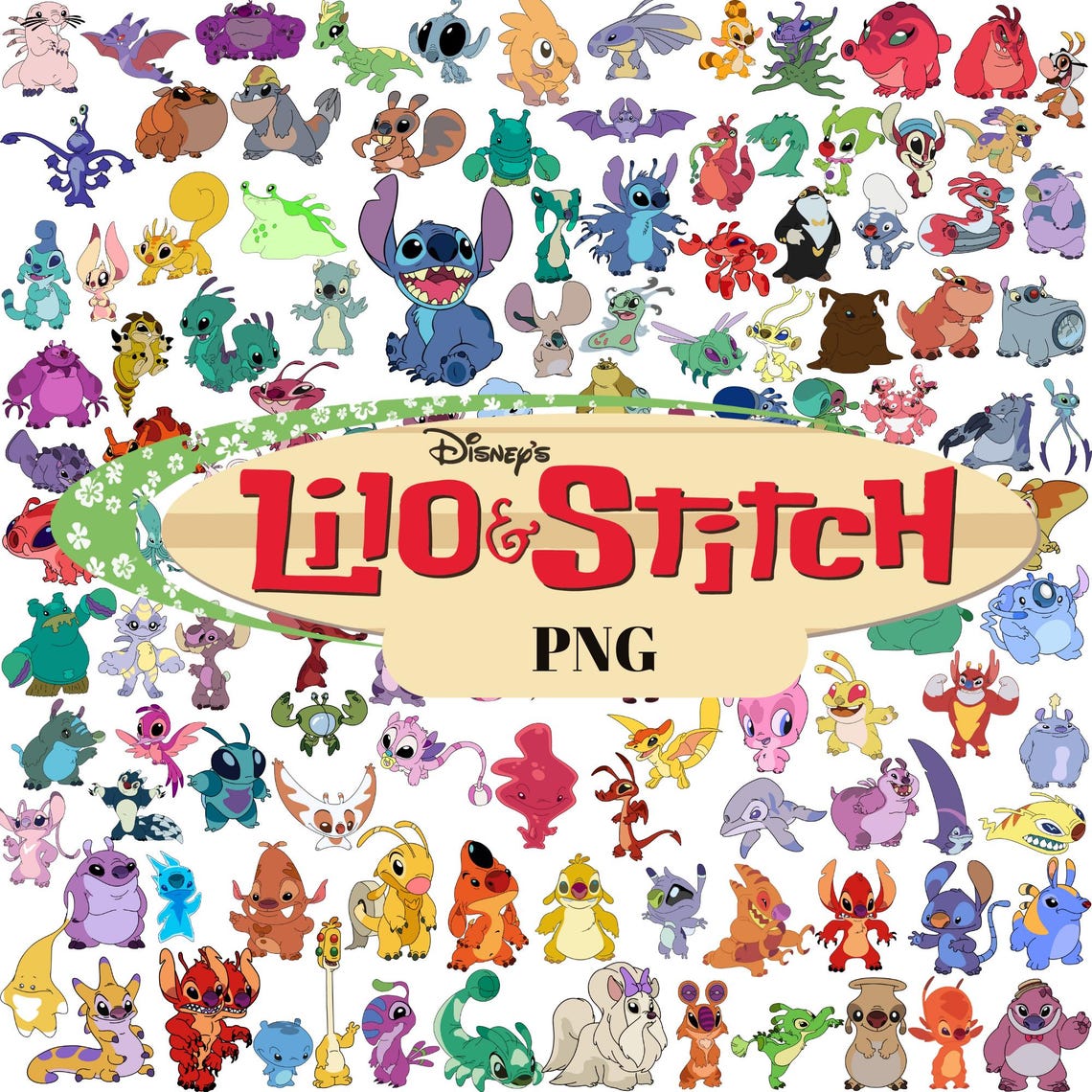 Lilo & Stitch PNG Bundle: 120+ Character Clipart (digital Download) - Etsy