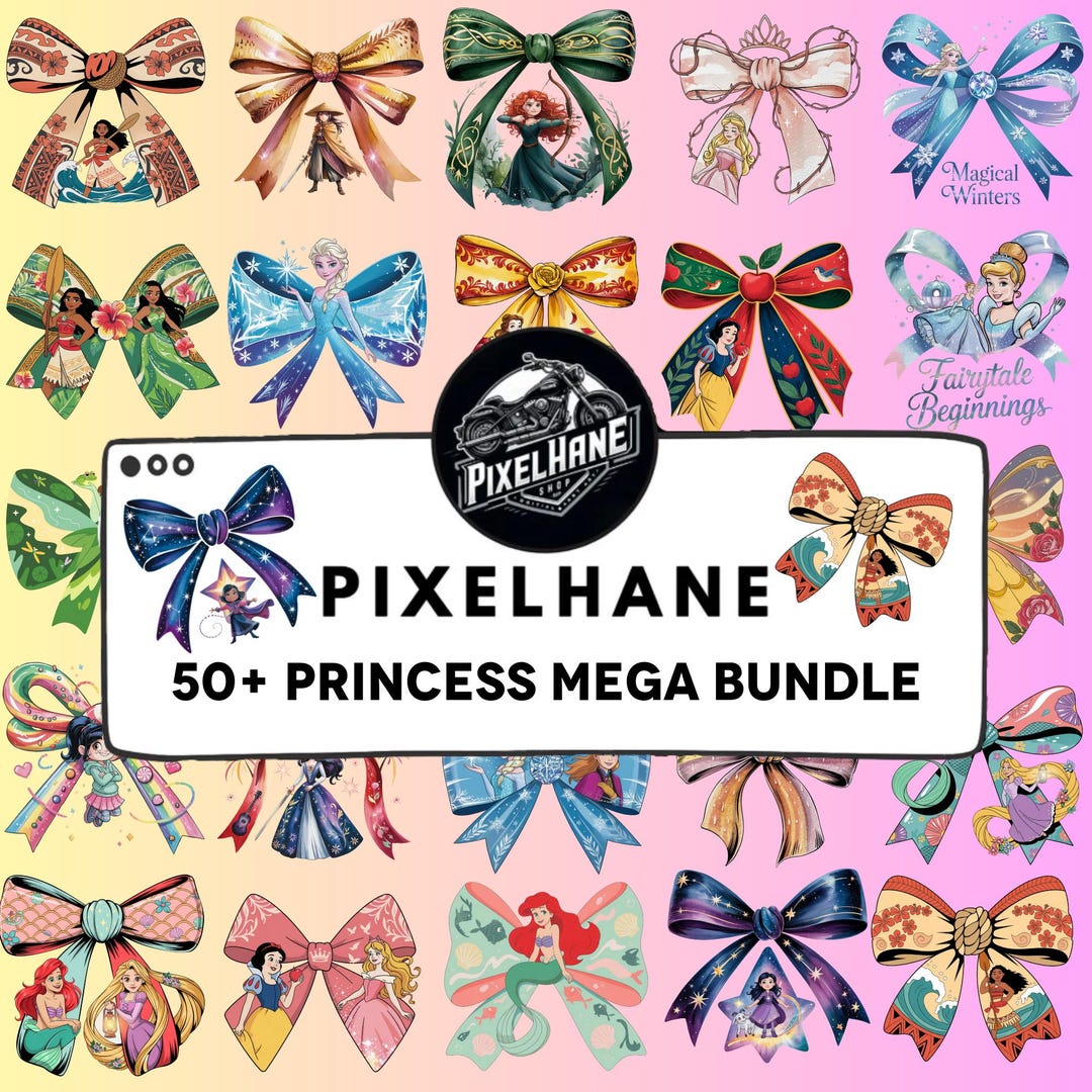 Disney Princess Bow Mega Bundle, Magic Kingdom Png,digital, Princesses ...