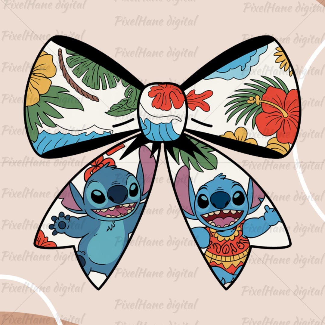 Lazo surfero de Lilo y Stitch PNG, paquete de lazos de Disney Lilo y ...