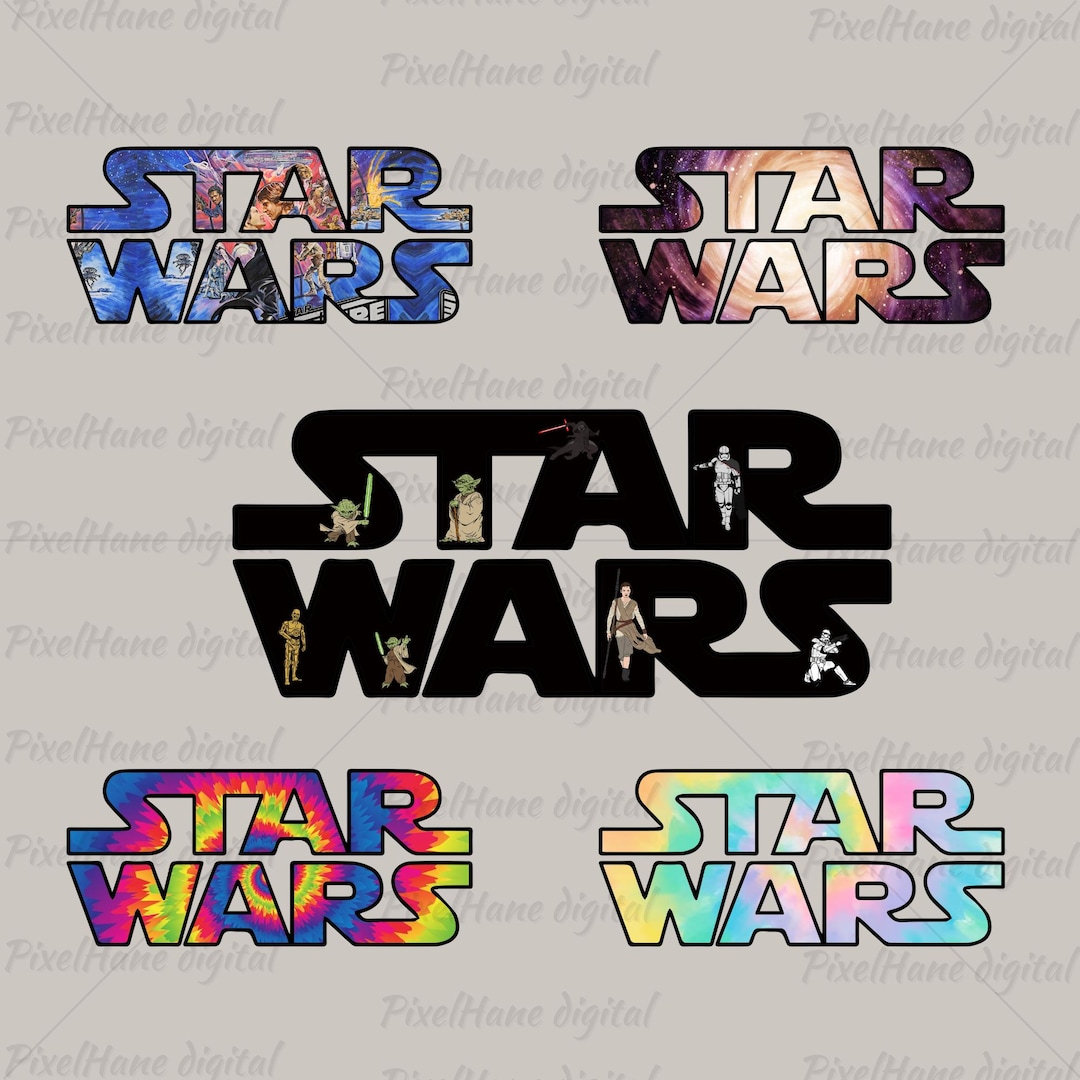 Star Wars Logo Clipart: Galaxy Theme, Tie Dye Font (PNG, SVG) - Etsy