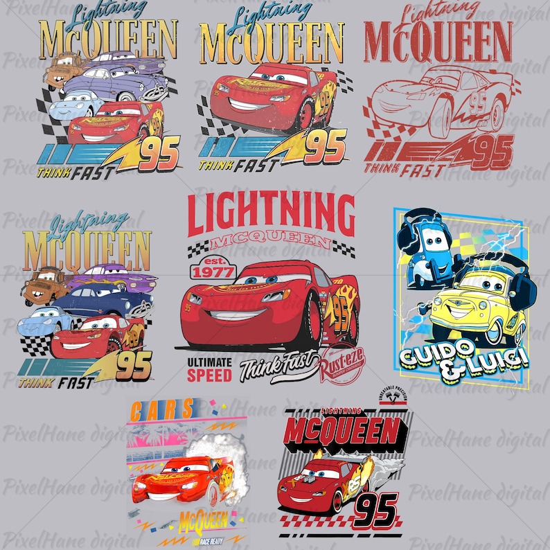 Lightning Mcqueen PNG Clipart Bundle: Cars Cartoon Designs (digital ...