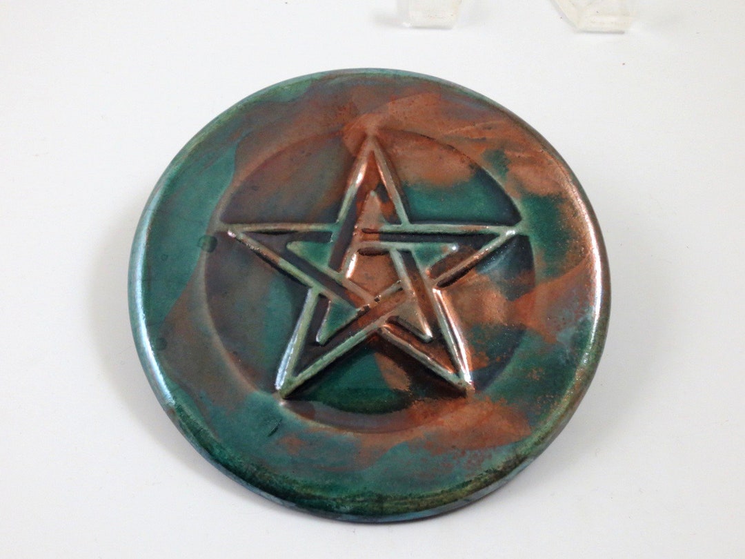 Pentagram Altar Tile Handmade Pottery RAKU - Etsy
