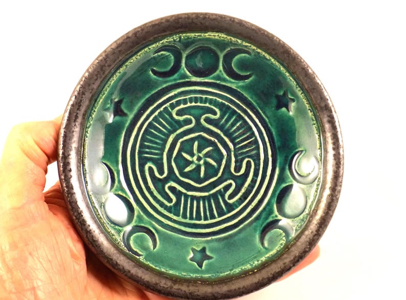 Greek Goddess, Hecate, Hekate's Wheel, Offering Bowl in Green ,handmade ...