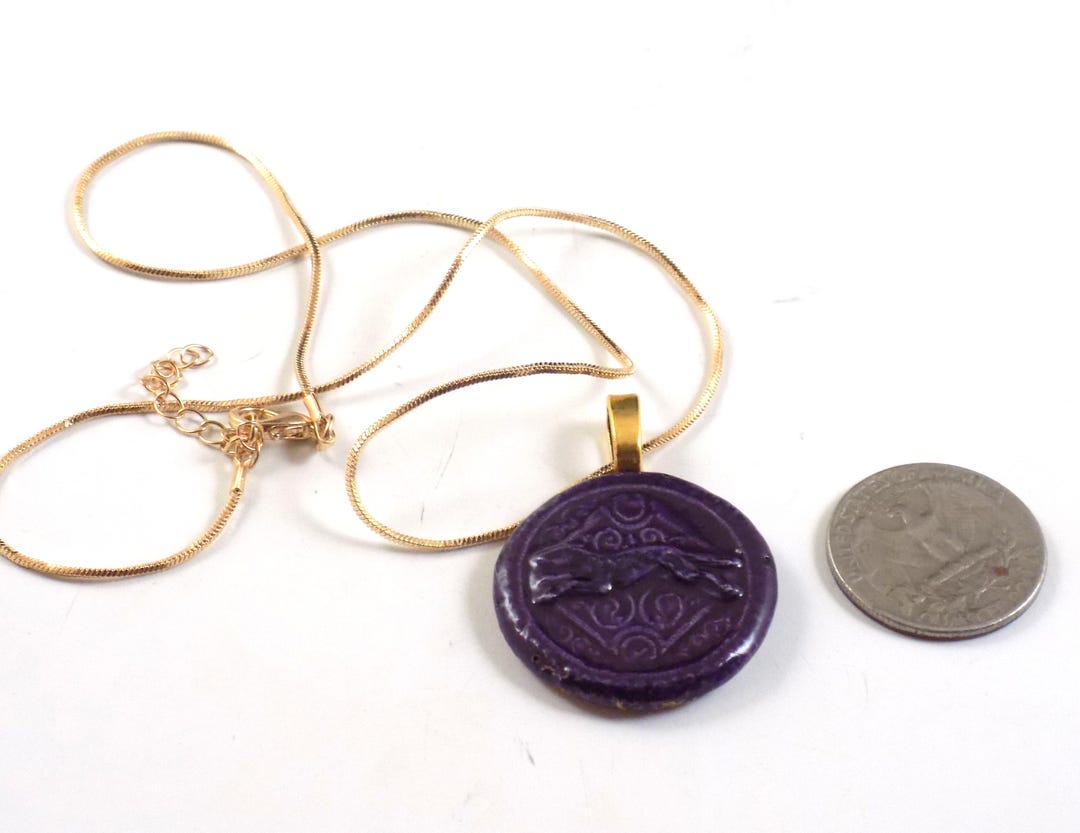 Greek Goddess Hekate Hecate's Hound Amulet Pendant Pottery Purple - Etsy