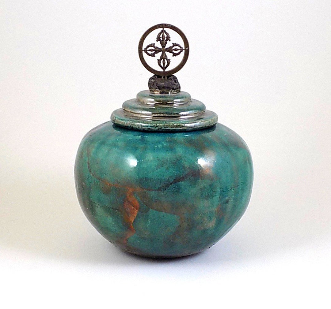 Raku Pot Coil Built Pottery With Dorje Handle Funerary Ash Urn - Etsy