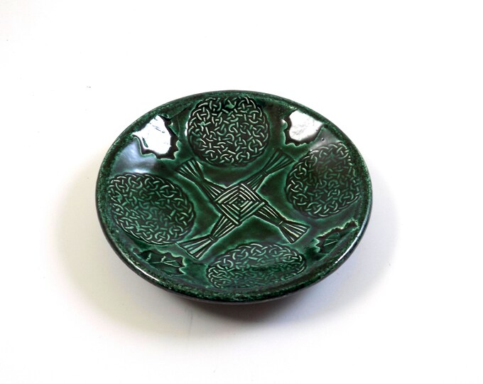 St. Brigid Cross Ceramic Celtic Knot Oak Offering Bowl - Etsy