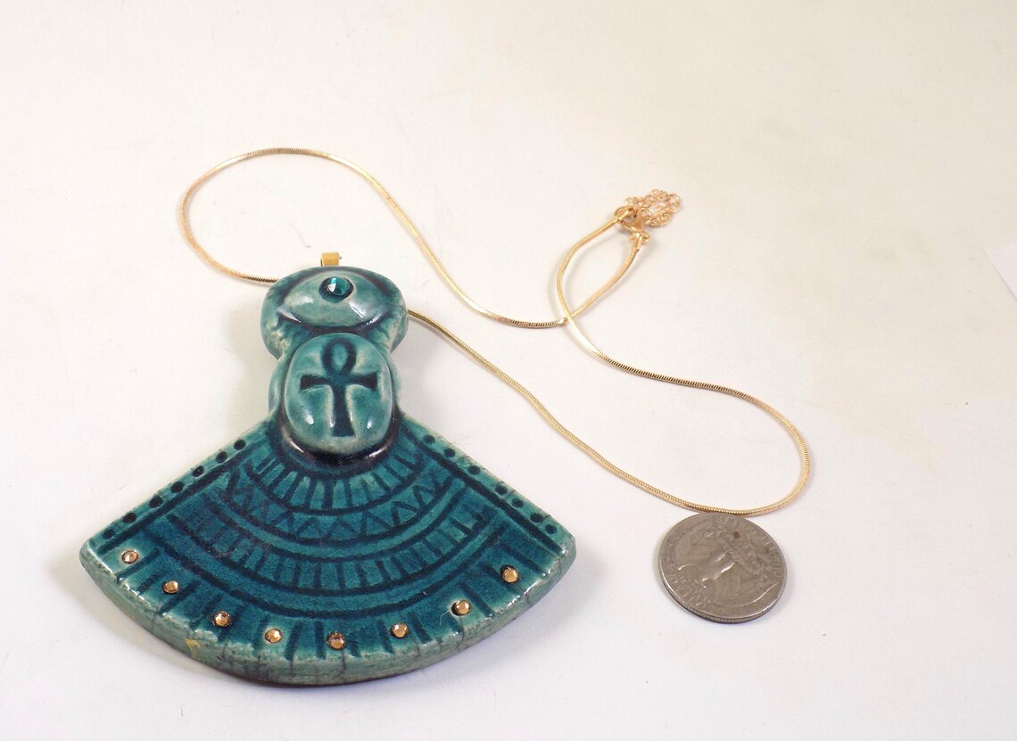 Egyptian Ankh Amulet Pendant Raku Pottery - Etsy