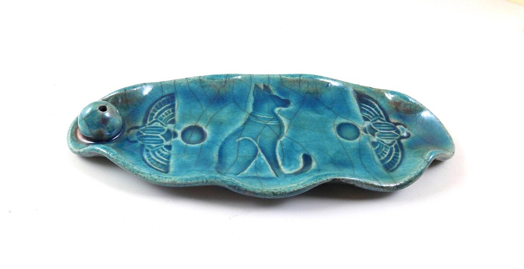 EGYPTIAN GODDESS BAST Bastet Cat Scarab Incense Burner Candle Holder ...