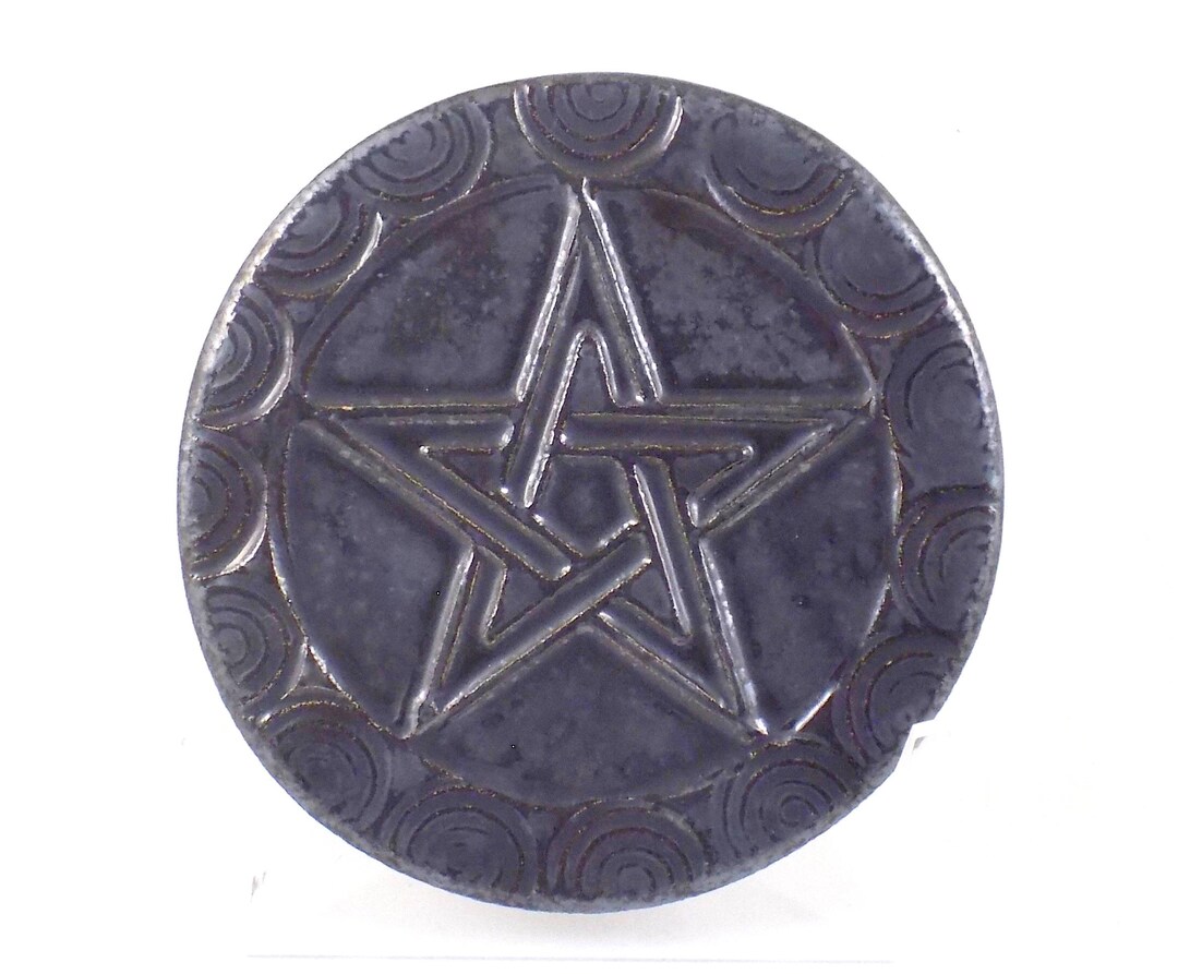 Pentagram Altar Tile Handmade Pottery in Silver - Etsy
