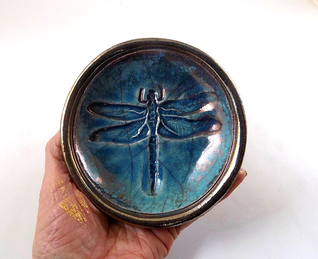 Raku Dragonfly Bowl Handmade Pottery - Etsy