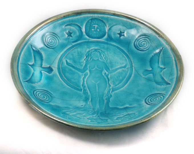 Raku GODDESS GAIA Mother Earth Devi Raven Spiral Handmade Ceramic ...