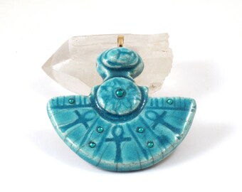 Egyptian Ankh Amulet Pendant Raku Pottery | Etsy