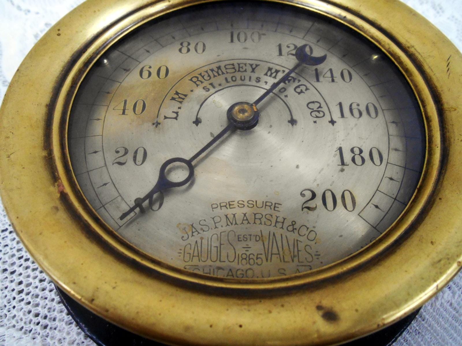 RARE Antique 1865 Brass, Ships Nautical Steam Gauge, Jas P. Marsh & Co ...