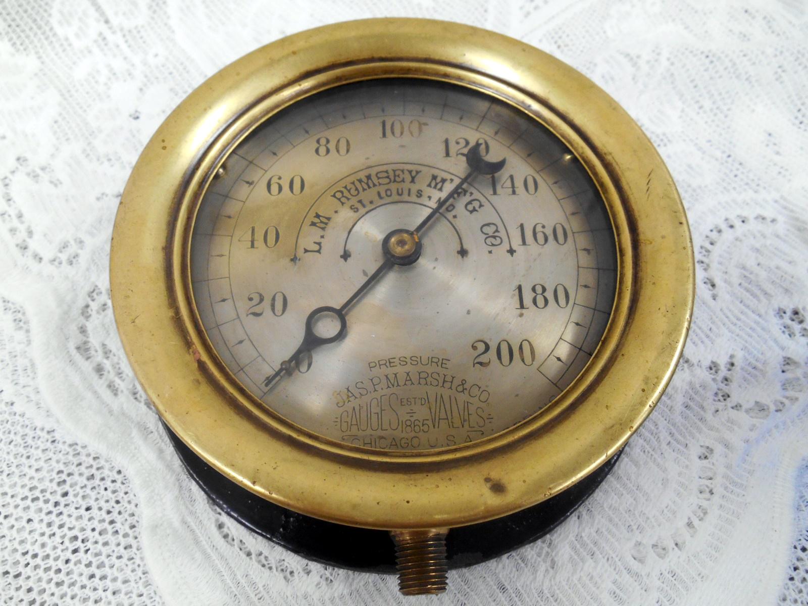 RARE Antique 1865 Brass, Ships Nautical Steam Gauge, Jas P. Marsh & Co ...