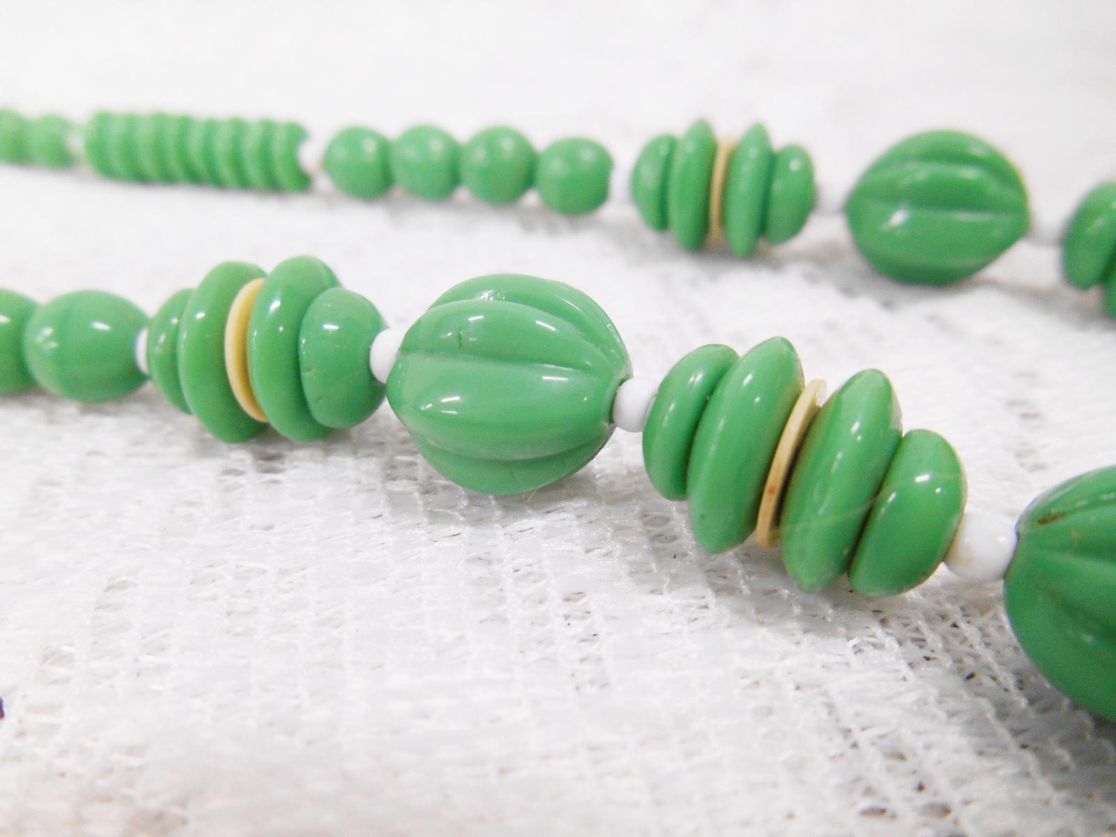Wonderful Vintage 1930's Jadeite Glass and Celluloid Necklace ...