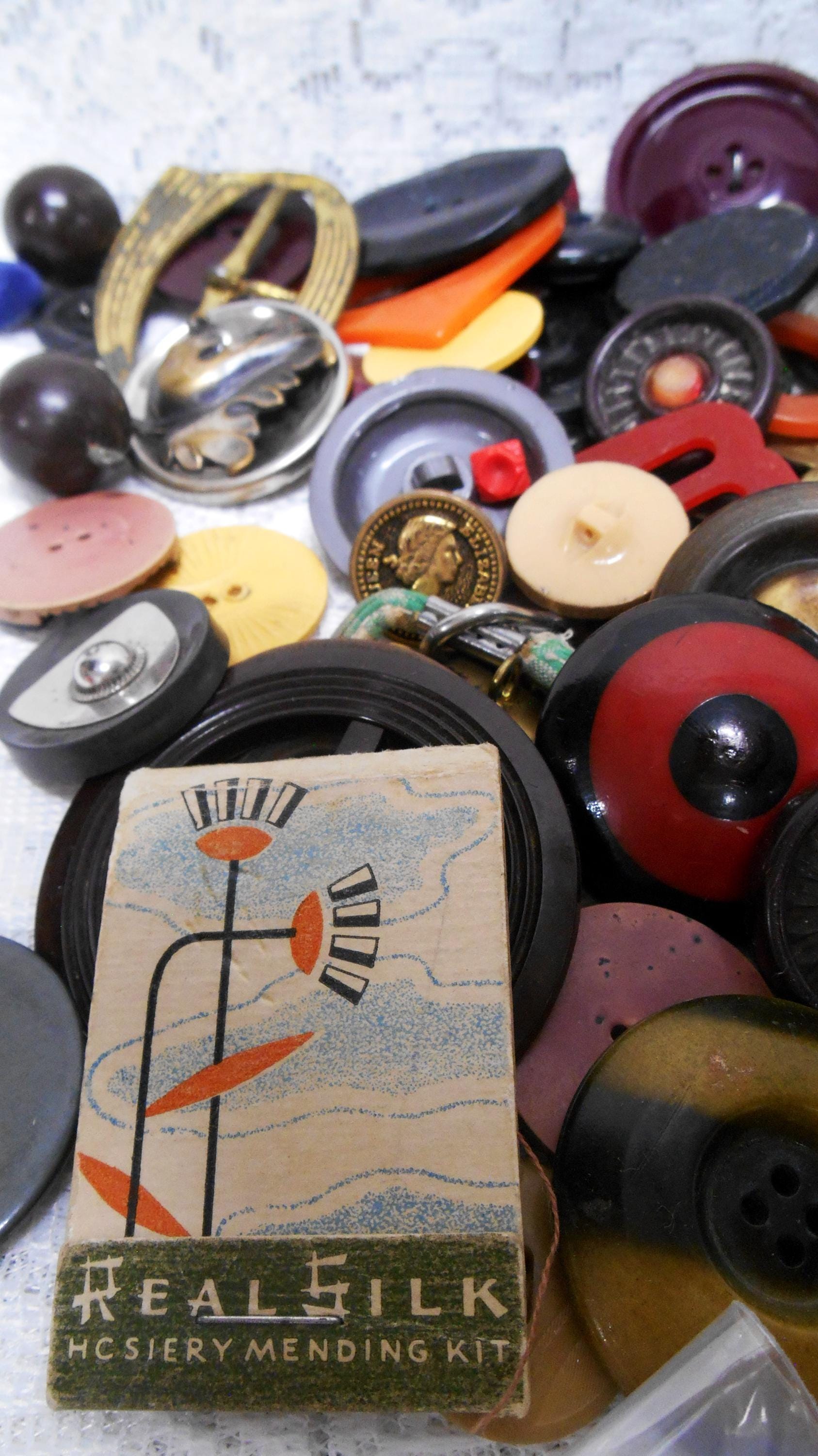 Amazing Collection of Very Vintage Bakelite Buttons & Notions in an Old ...
