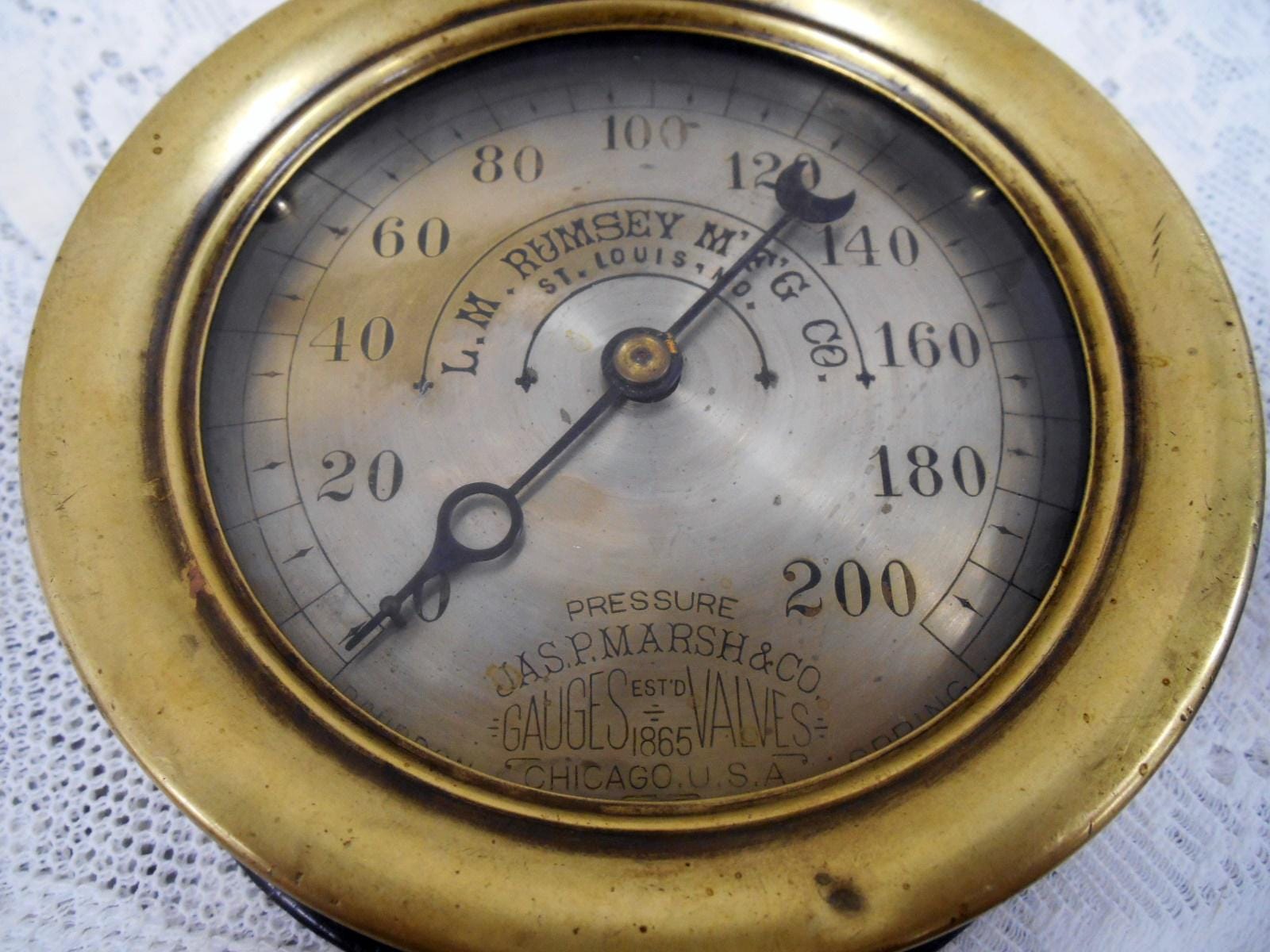 RARE Antique 1865 Brass, Ships Nautical Steam Gauge, Jas P. Marsh & Co ...