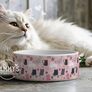 Pink Cat Bowl, Ceramic Cat Bowl, Cute Cat Bowl, Cat Bowl, Custom Cat ...