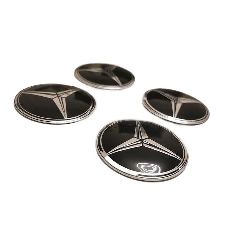 4 Mercedes-benz Wheel Center Cap Stickers 56.5mm Black Silver - Etsy
