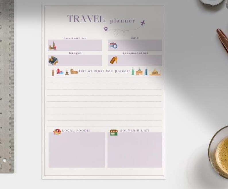 Travel Calendar 2026 – Purple Digital Wall + Free Travel Planner PDF - Etsy