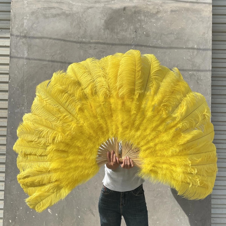Large Ostrich Feather Fan - Professional Stage Prop,showgirl Fan, Dance ...